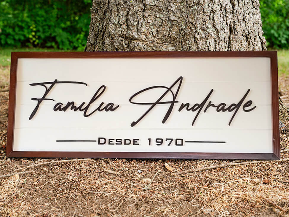 Placa Família com Moldura - Placa Personalizada de Madeira – Decor Vibes